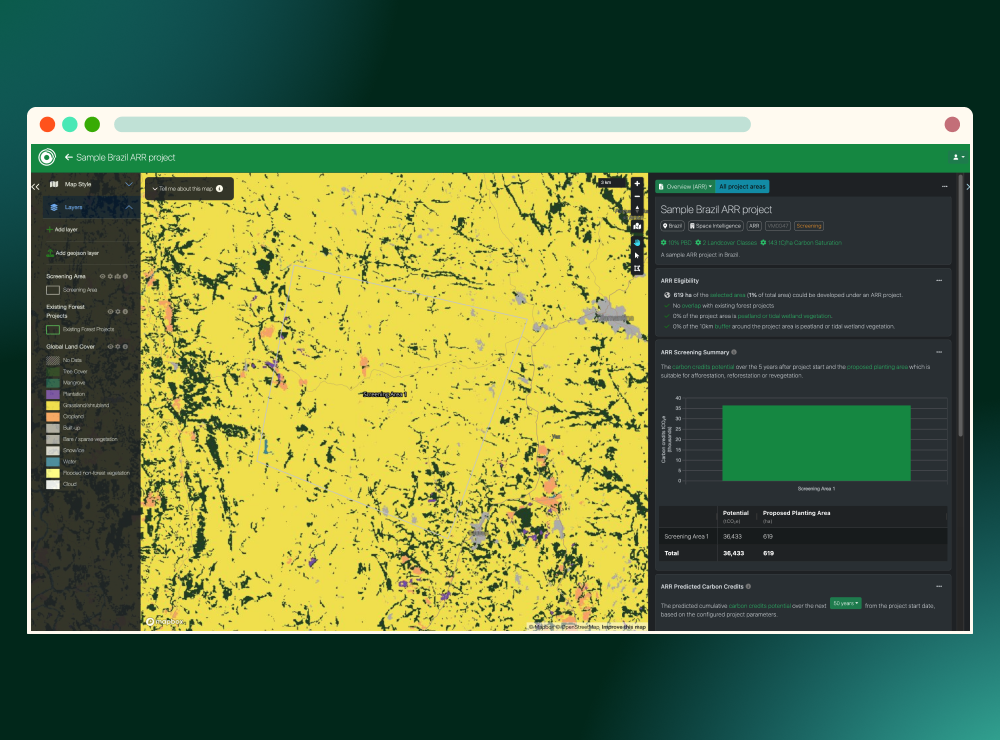 Rapidly screen new ARR opportunities for carbon potential and ...